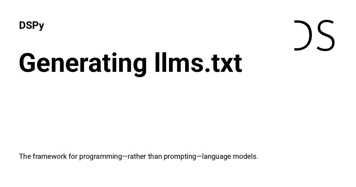 Generating llms.txt - DSPy
